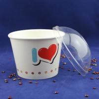 China Single Serve Takeaway Ice Cream Tubs , Yogurt Paper Cups With Plastic Dome Lids for sale