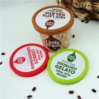 China PE Coated Ice Cream Paper Cup With Lid Plastic Spoon Double Wall Packaging for sale