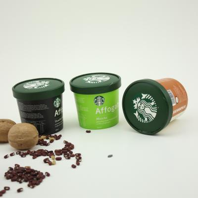 China PE Coated Ice Cream Paper Cup With Lid Plastic Spoon Double Wall Packaging for sale
