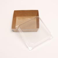 China Food Bakery Packaging Box Lidded Kraft Paper Cake Container With Plastic Cover for sale