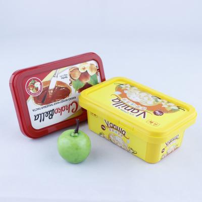 China Tightly Sealed Ice Cream Paper Cup With Lid Degradable Square Takeaway Tubs for sale
