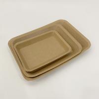 China Kraft Food Paper Trays Supermarket Rectangular Vegetable Fruit Packaging for sale