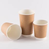 China Embossing Kraft Paper Cups With Lids , Coffee Packaging Double Wall Hot Cups for sale