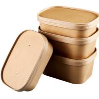 China Customized square with cover for printing, multi-purpose Kraft salad bowl rectangular paper box, both paper cover and de for sale