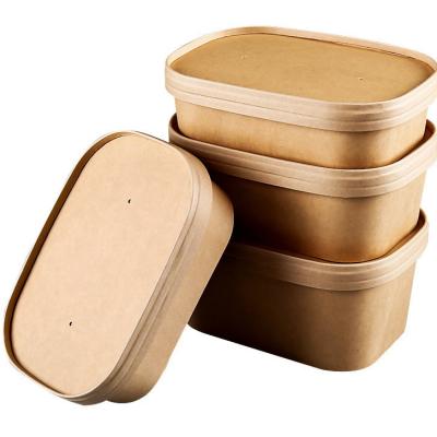 China Customized square with cover for printing, multi-purpose Kraft salad bowl rectangular paper box, both paper cover and de for sale