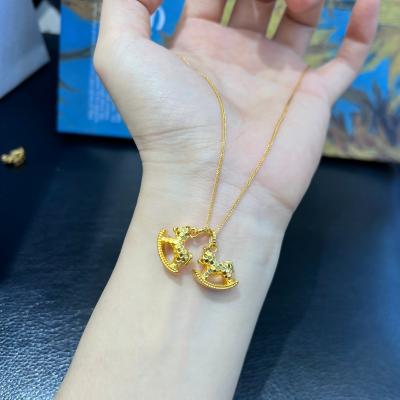 China 18K Gold Moissanite Rocking Horse Pendant 0.29g Cute Animal Jewelry for sale