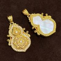 China 18K Gold Pendant Four Gourds Design Moissanite White Shell 20.2mm 2.08g for sale