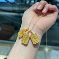 China 18K Gold Chinese Character Pendant Moissanite White Shell 12.6mm Width Lucky Engraveable Name Pendant for sale