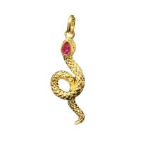 China 18K Gold Snake Pendant Moissanite Ruby Coiled Design 9.8mm 0.19g Unique Jewelry for sale