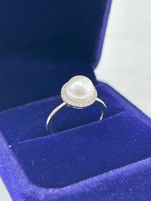 China 925 Silver Natural Freshwater Pearl Ring 8-8.5mm Minimalist Elegant Jewelry for sale