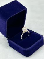 China 925 Silver Natural Freshwater Pearl Ring 9.5-10mm for Women Elegant Classic Jewelry Gift for sale