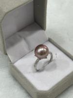 China Vintage 925 Silver Natural Freshwater Pearl Ring 11.5-12mm Daily Wear Classic for sale