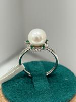 China 925 Silver Natural Freshwater Pearl Ring 8-8.5mm Solitaire Bridal Jewelry for sale