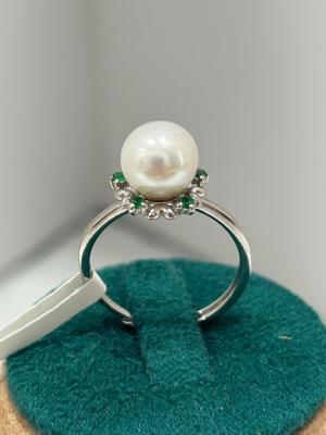 China 925 Silver Natural Freshwater Pearl Ring 8-8.5mm Solitaire Bridal Jewelry for sale