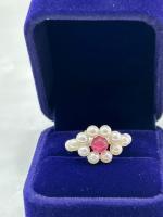 China 925 Silver Natural Freshwater Pearl Ring 4-4.5mm White Agate Jewelry for sale