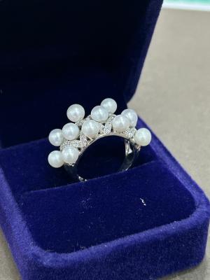 China 925 Silver Natural Freshwater Pearl Ring 4-4.5mm Elegant Simple Style Gift for sale