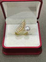 China 925 Silver Natural Freshwater Pearl Ring 10-12mm Golden Bulk Wholesale Jewelry for sale