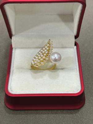 China 925 Silver Natural Freshwater Pearl Ring 10-12mm Golden Bulk Wholesale Jewelry for sale