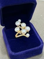 China 925 Silver Natural Freshwater Pearl Ring 7-7.5mm Golden OEM Unbranded Ethical Jewelry for sale