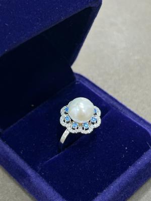 China Natural Freshwater Pearl Ring 925 Silver 10-12mm Anniversary Gift Elegant Jewelry for sale