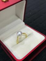 China 925 Silver Natural Freshwater Pearl Ring 8.5-9mm Golden Elegant Design Bulk for sale