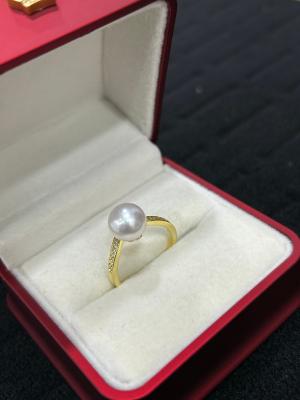 China 925 Silver Natural Freshwater Pearl Ring 8.5-9mm Golden Elegant Design Bulk for sale