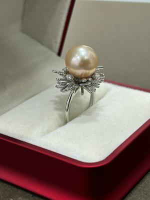 China 925 Silver Natural Freshwater Pearl Ring 11-11.5mm Elegant Jewelry for Women Daily Wear for sale