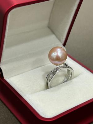 China 925 Silver Natural Freshwater Pearl Ring 10-12mm Elegant Engagement Gift for sale