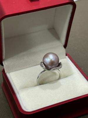 China 925 Silver Natural Freshwater Pearl Ring 10-12mm Minimalist Elegant Design for Women for sale