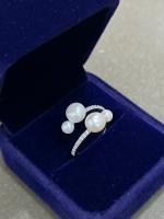 China 925 Silver Natural Freshwater Pearl Ring 10-12mm Elegant Daily Wear Jewelry for sale