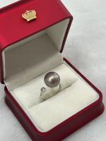 China 925 Silver Natural Freshwater Pearl Ring 11.5-12mm Adjustable Elegant Design for sale