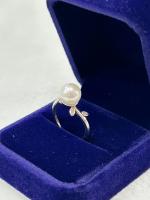 China 925 Silver Natural Freshwater Pearl Ring 8mm Adjustable Solitaire Style Elegant Gift for sale