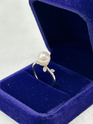 China 925 Silver Natural Freshwater Pearl Ring 8mm Adjustable Solitaire Style Elegant Gift for sale