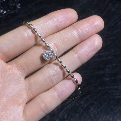 China 925 Sterling Silver Moissanite Adjustable Chain Bracelet 16-18cm for sale