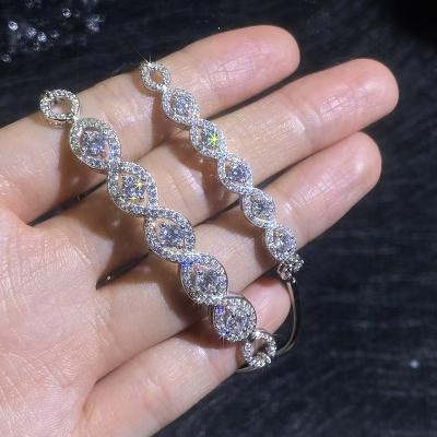 China 925 Silver Moissanite Tennis Bracelet Genuine Moissanite Bracelet 16-18cm Length High Quality for sale