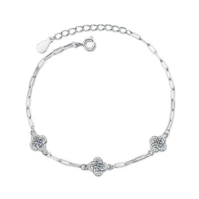 China 925 Silver Moissanite Bracelet Adjustable Length 16-18cm Sparkling Jewelry for Women for sale