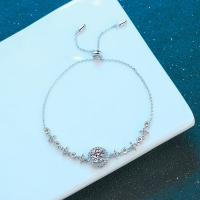 China 925 Silver Slide Chain Moissanite Bracelet Extendable 16-18cm Adjustable Bead Jewelry for sale