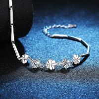 China 925 Silver Moissanite Curb Chain Bracelet 16-18cm Fine Silver Cable Chain Jewelry for sale