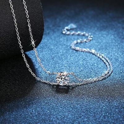 China 925 Silver Moissanite Bangle Station Bracelet Wedding Jewelry 16-18cm for sale
