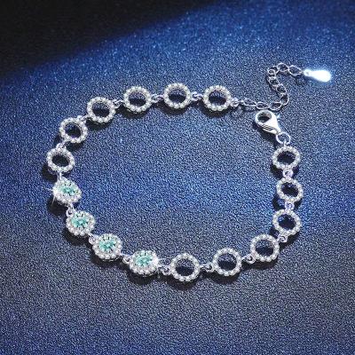 China 925 Silver Moissanite Bracelet 16-18cm Blue Eco Friendly Jewelry Wholesale for sale