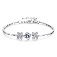 China 925 Silver Moissanite Bracelet Blue 16-19cm Adjustable Length Elegant Jewelry for sale