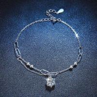 China 925 Silver Moissanite Charm Bracelet 16-18cm Luxury Blue Jewelry for Women for sale