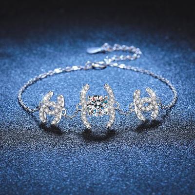 China 925 Silver Moissanite Bracelet Adjustable 16-18cm Unisex Blue Jewelry for sale