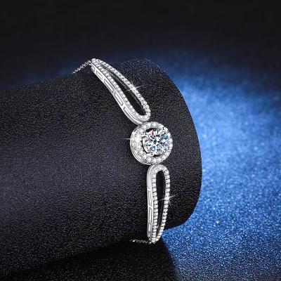 China 925 Silver Moissanite Bracelet Blue 16-18cm High Quality Natural Looking Jewelry for sale