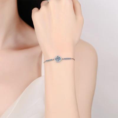 China 925 Silver Moissanite Bracelet Adjustable 16-18cm Hypoallergenic Jewelry for sale