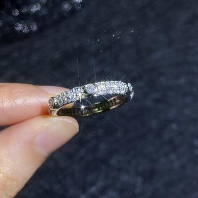 China 925 Sterling Silver Moissanite Ring Hip Hop Style 5-7cm Adjustable Size Durable Elegant Jewelry for sale
