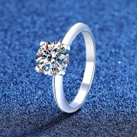 China 925 Silver Moissanite Solitaire Ring 5-7cm Adjustable Size Durable Elegant Jewelry for sale