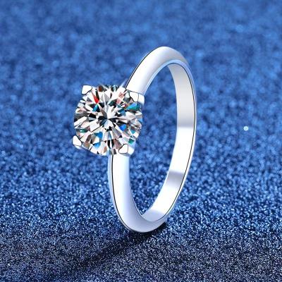China 925 Silver Moissanite Solitaire Ring 5-7cm Adjustable Size Durable Elegant Jewelry for sale