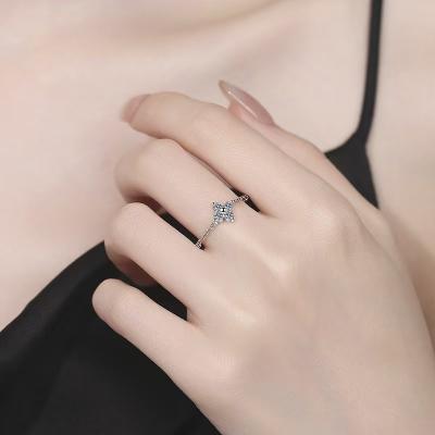 China 925 Sterling Silver Adjustable Moissanite Ring Anti Tarnish 5-7cm Simple Elegant Design for sale