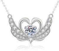 China 925 Silver Moissanite Swan Love Pendant Necklace 16 Inch Adjustable Elegant Jewelry for sale